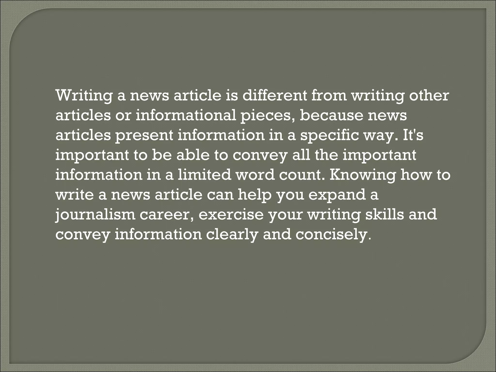 ENGLISH JOURNALISM - MATERI : Writing News Articles | PPT
