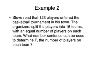 Writing Number Sentences | PDF