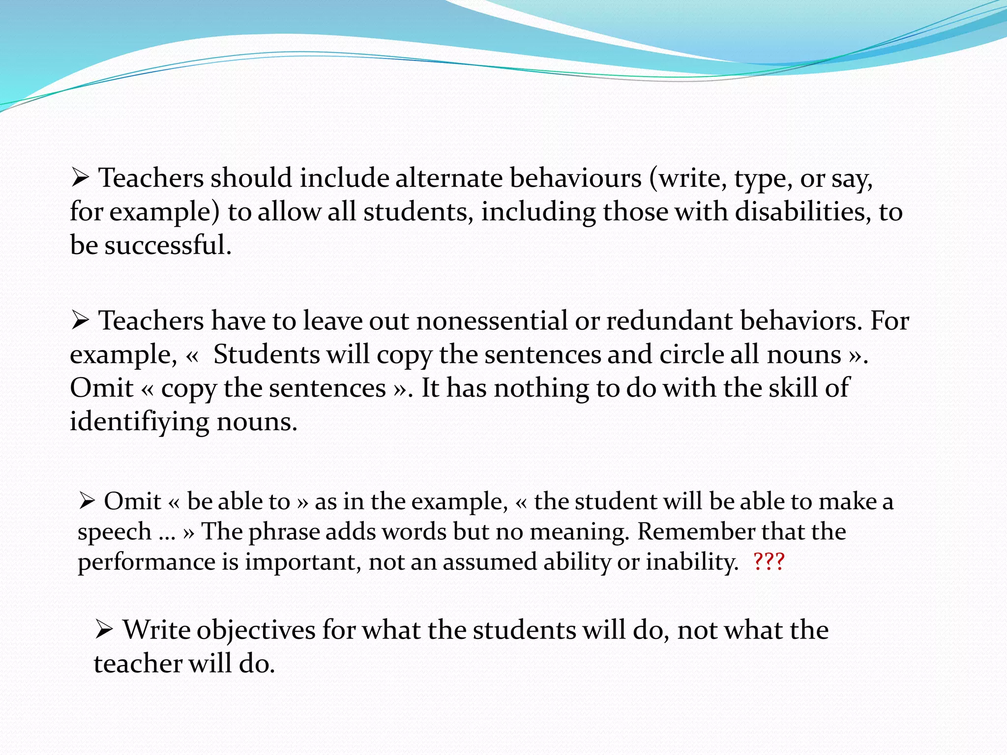 Writing objectives | PPTX