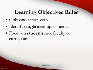 Writing objectives using bloom’s taxonomy by Sohail ahmed | PDF