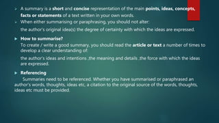 Writing of summarising, precis , citation | PPTX | Resume Writing and ...
