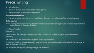 Writing of summarising, precis , citation | PPTX | Resume Writing and Advice | Job Search