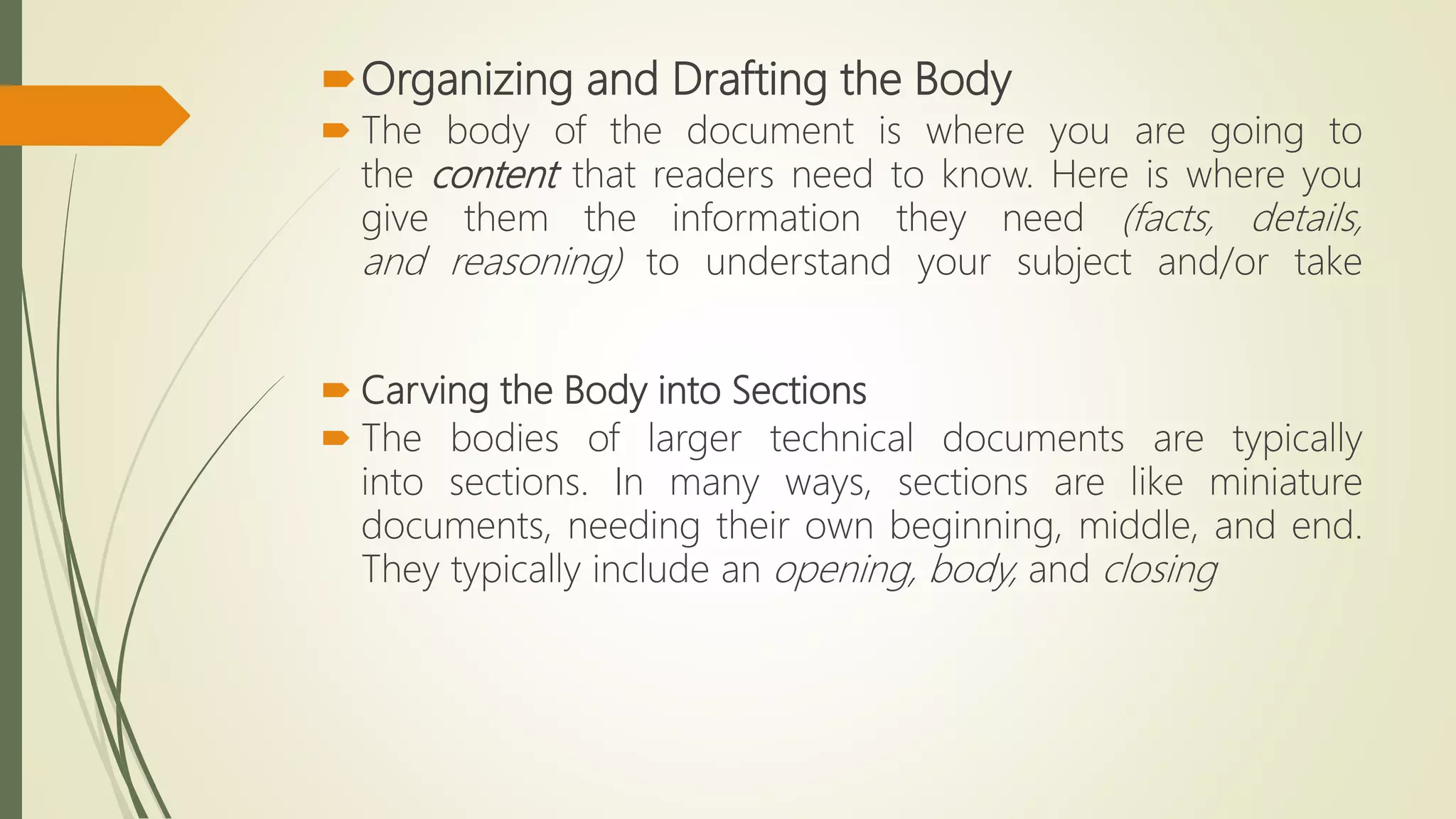 Technical Writing: Organisation and drafting of a document | PPTX