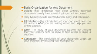 Technical Writing: Organisation and drafting of a document | PPTX