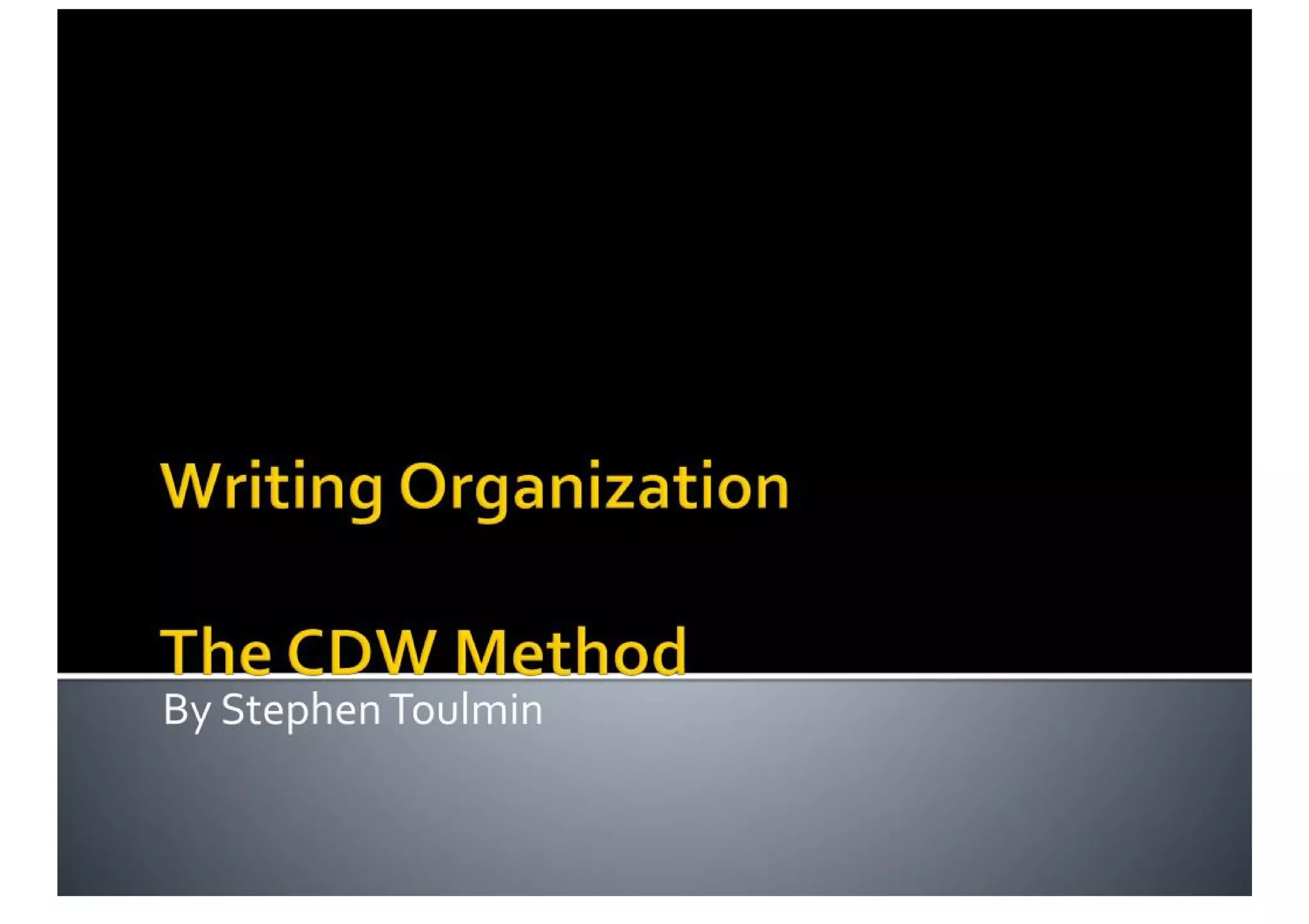 Writing Organization The CDW Method | PPT