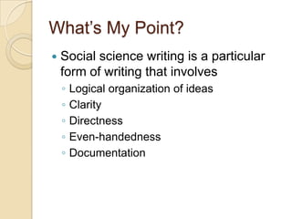 Writing outline for social science audiences | PPT