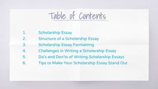 Writing Outstanding Scholarship Essays | PPTX