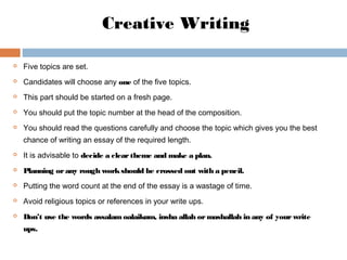 GCE O LEVEL Writing Paper | PPT