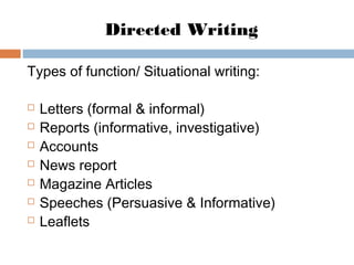 GCE O LEVEL Writing Paper | PPT