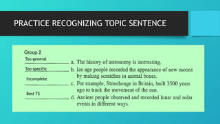 WRITING PARAGRAPH in English, topic sentence, supporting sentence | PPTX