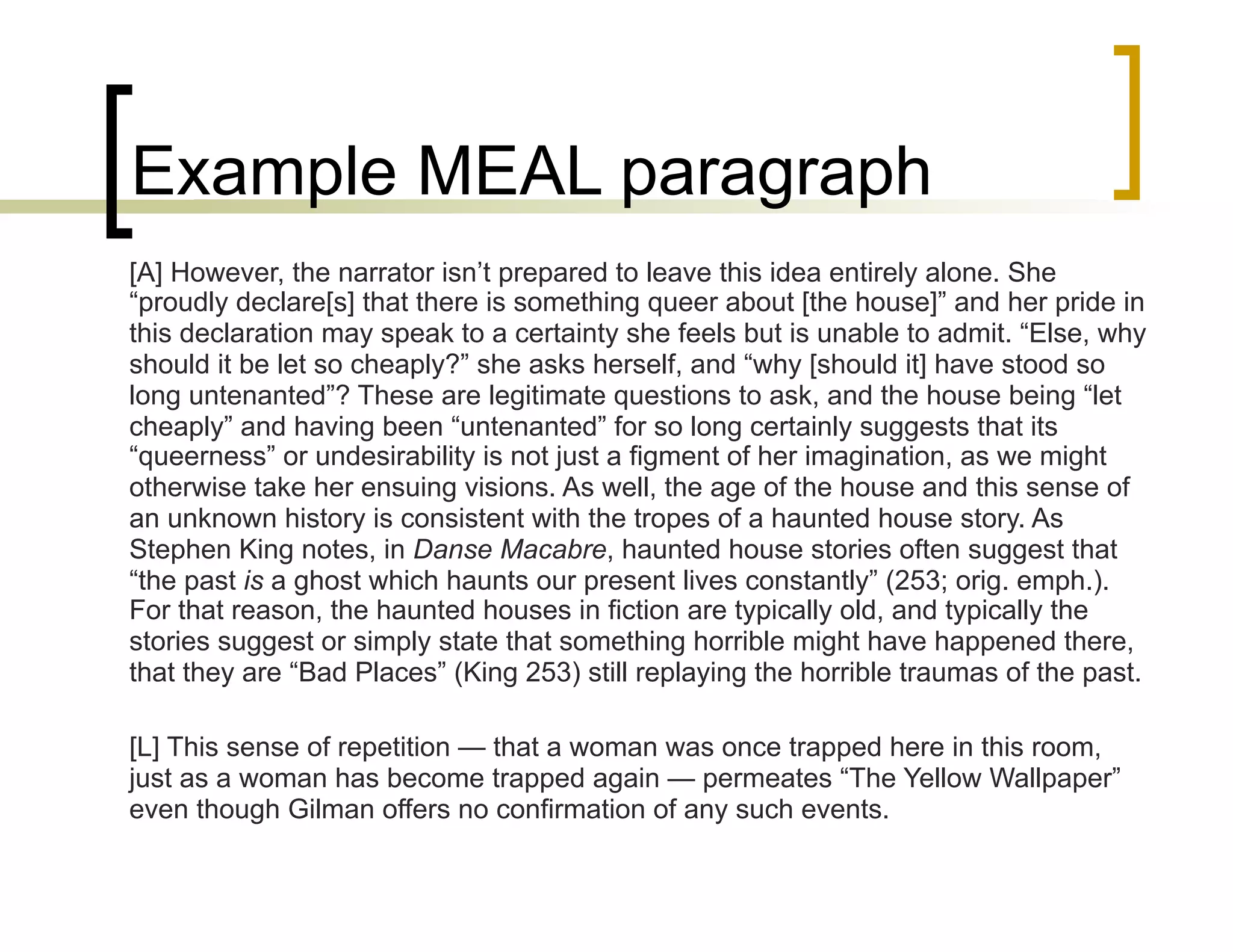 MEAL Plan for Writing Essay Paragraphs | PDF