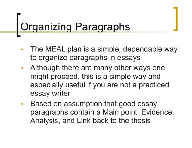 MEAL Plan for Writing Essay Paragraphs | PPT