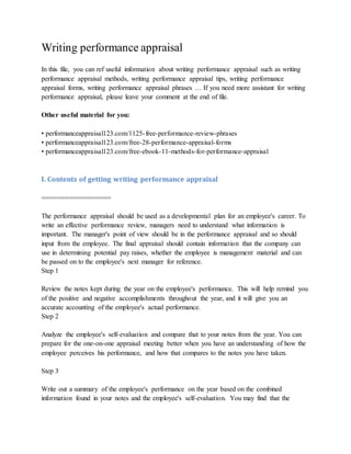Writing performance appraisal | PDF