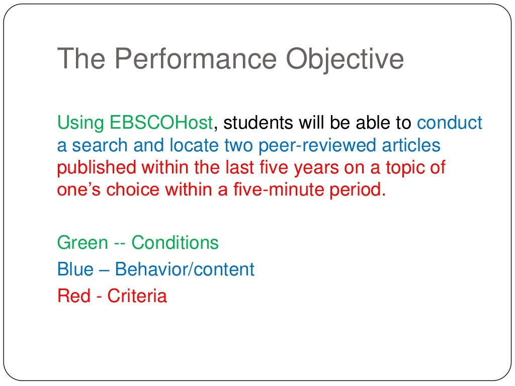 Writing Performance Objectives