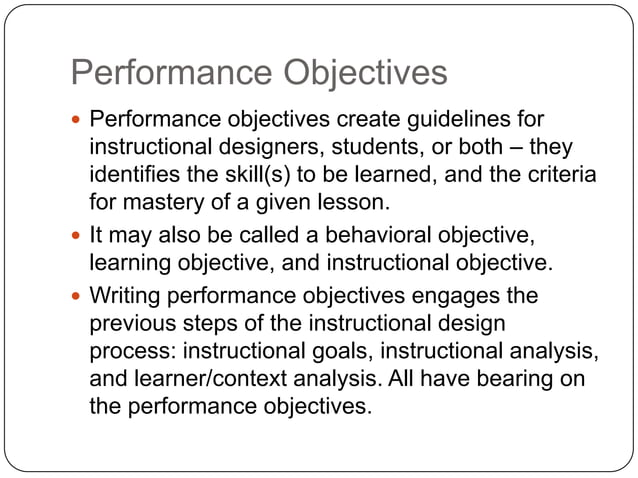 Writing performance objectives: An Overview | PPTX