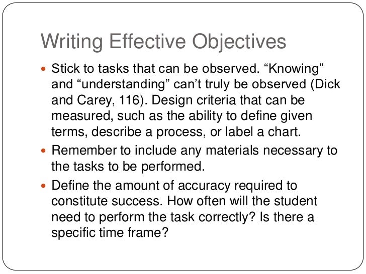Writing performance objectives: An Overview