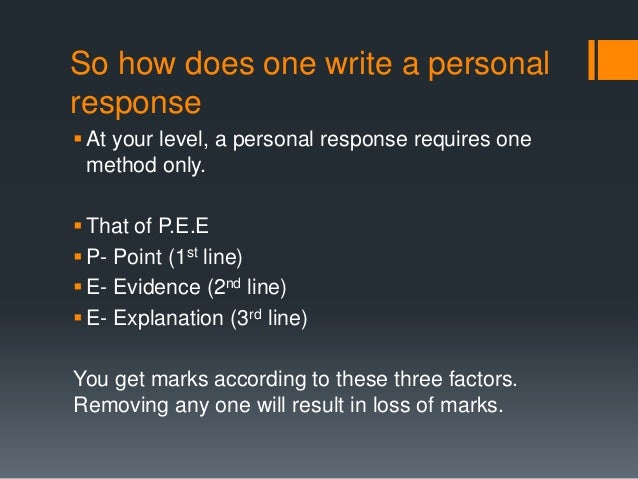 Writing personal response for mov