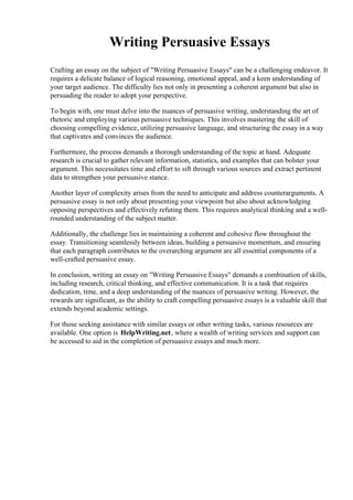Writing Persuasive Essays | PDF