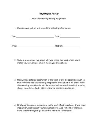 Writing poetry tips | PDF