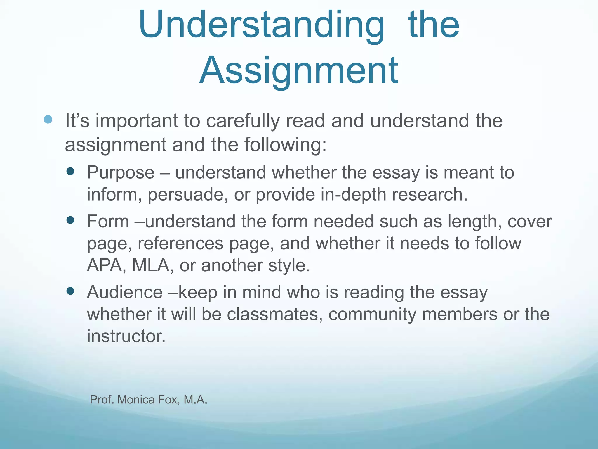 The 7 Steps of the Writing Process by Monica Fox, M.A. | PPT