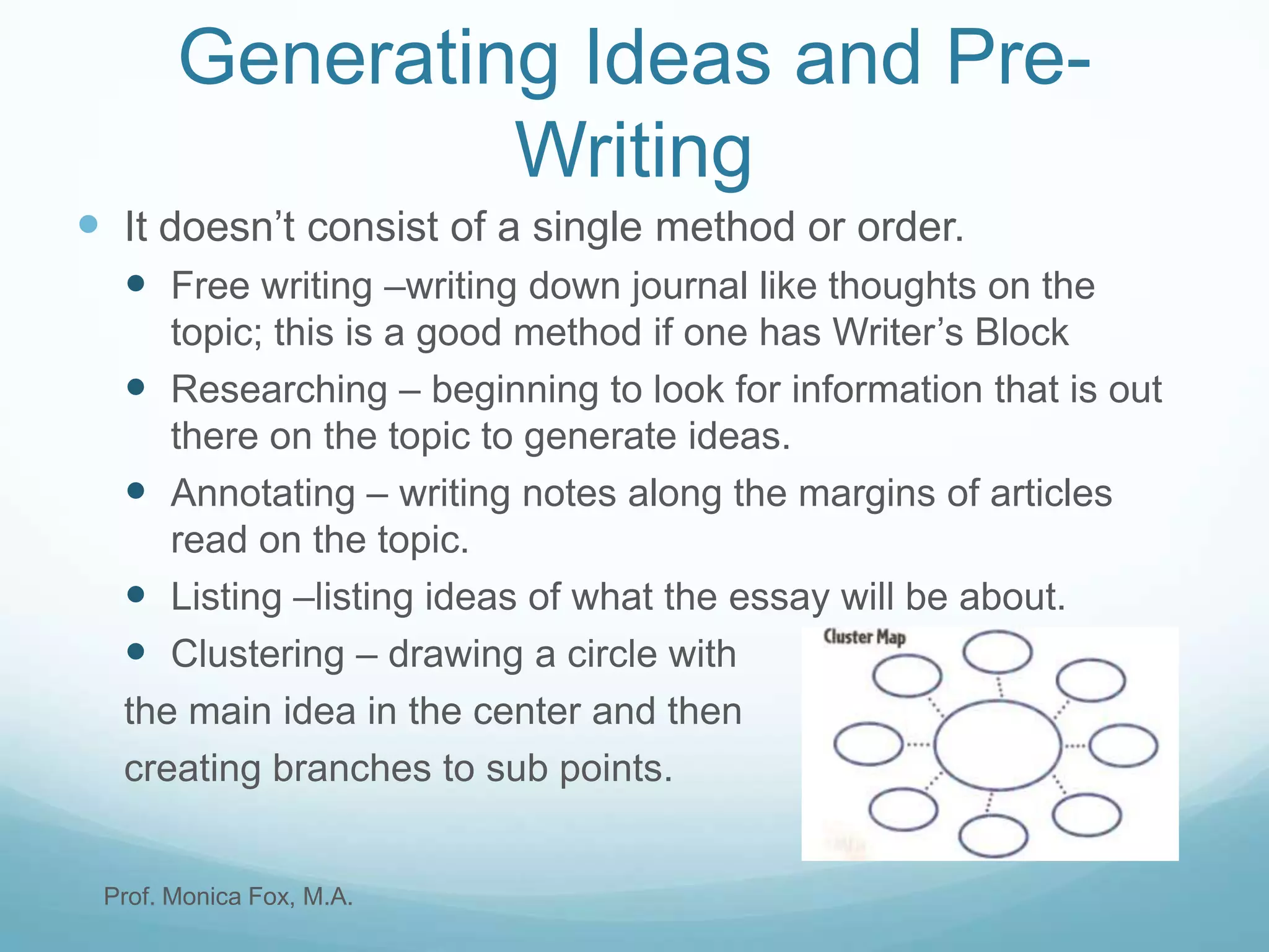 The 7 Steps of the Writing Process by Monica Fox, M.A. | PPT | Free ...