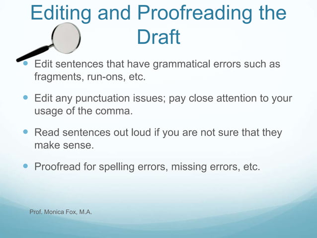 The 7 Steps of the Writing Process by Monica Fox, M.A. | PPT | Free ...