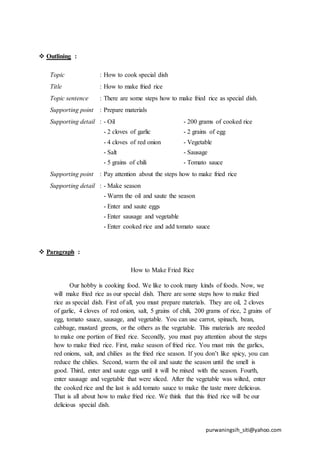 Writing process chronological order paragraph how to make special dish ...
