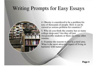 Writing Prompts For Easy Essays | PPT