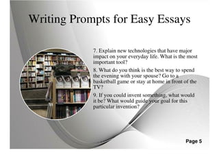 Writing Prompts For Easy Essays | PPT