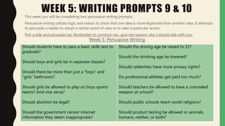 Writing Prompts | PPTX | Homework and Study | Education