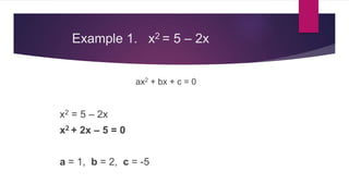 Writing quadratic equation | PPTX