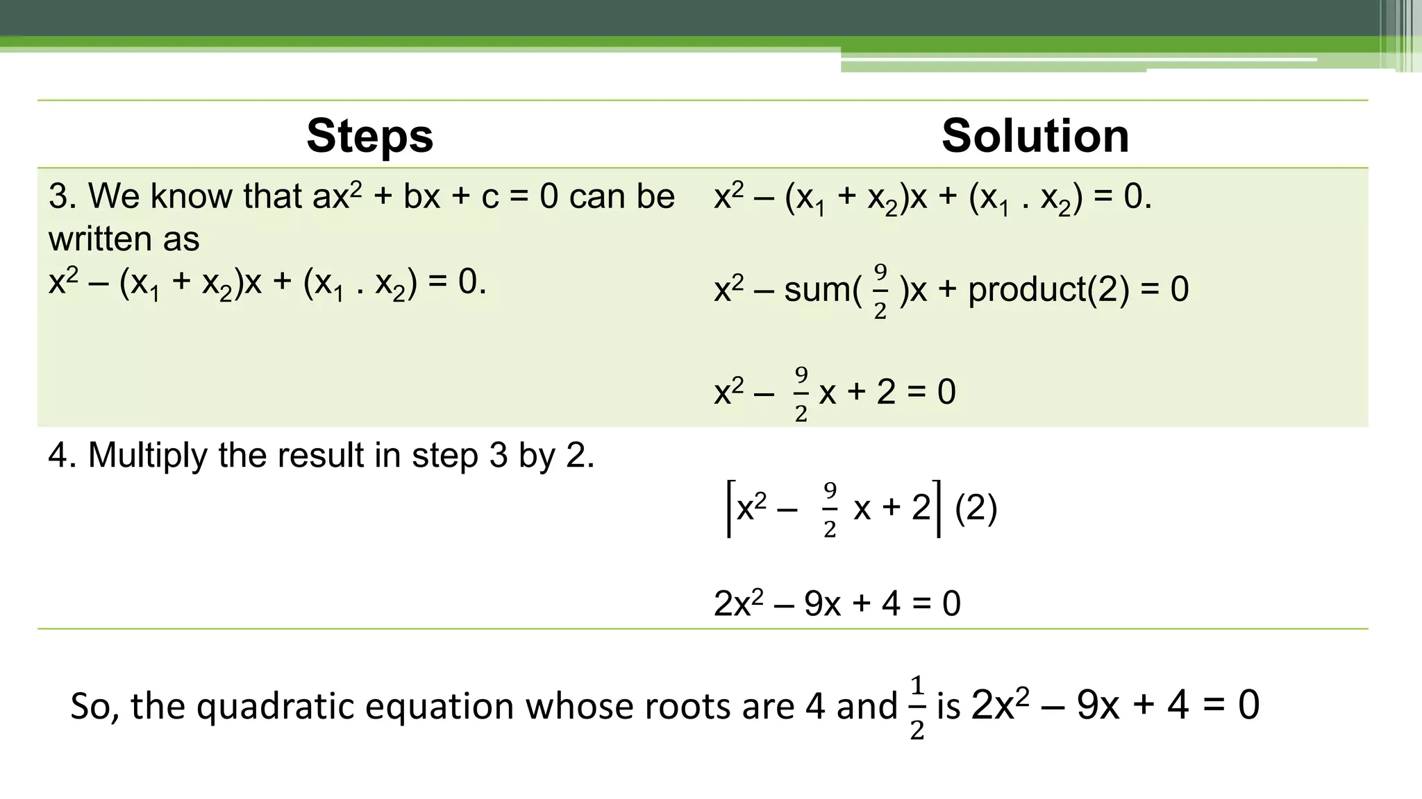 Writing quadratic equation | PPTX | Physics | Science