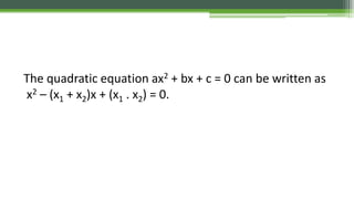 Writing quadratic equation | PPTX
