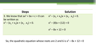 Writing quadratic equation | PPTX