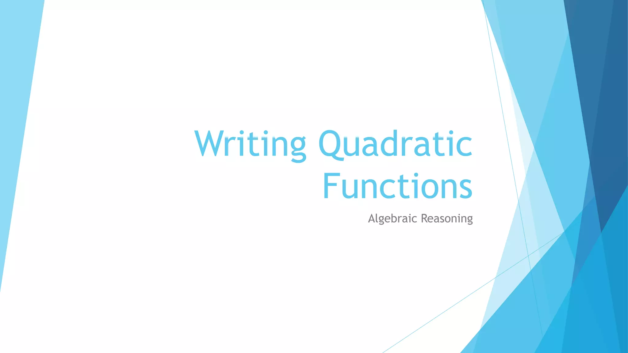 Writing quadratic equations | PPT