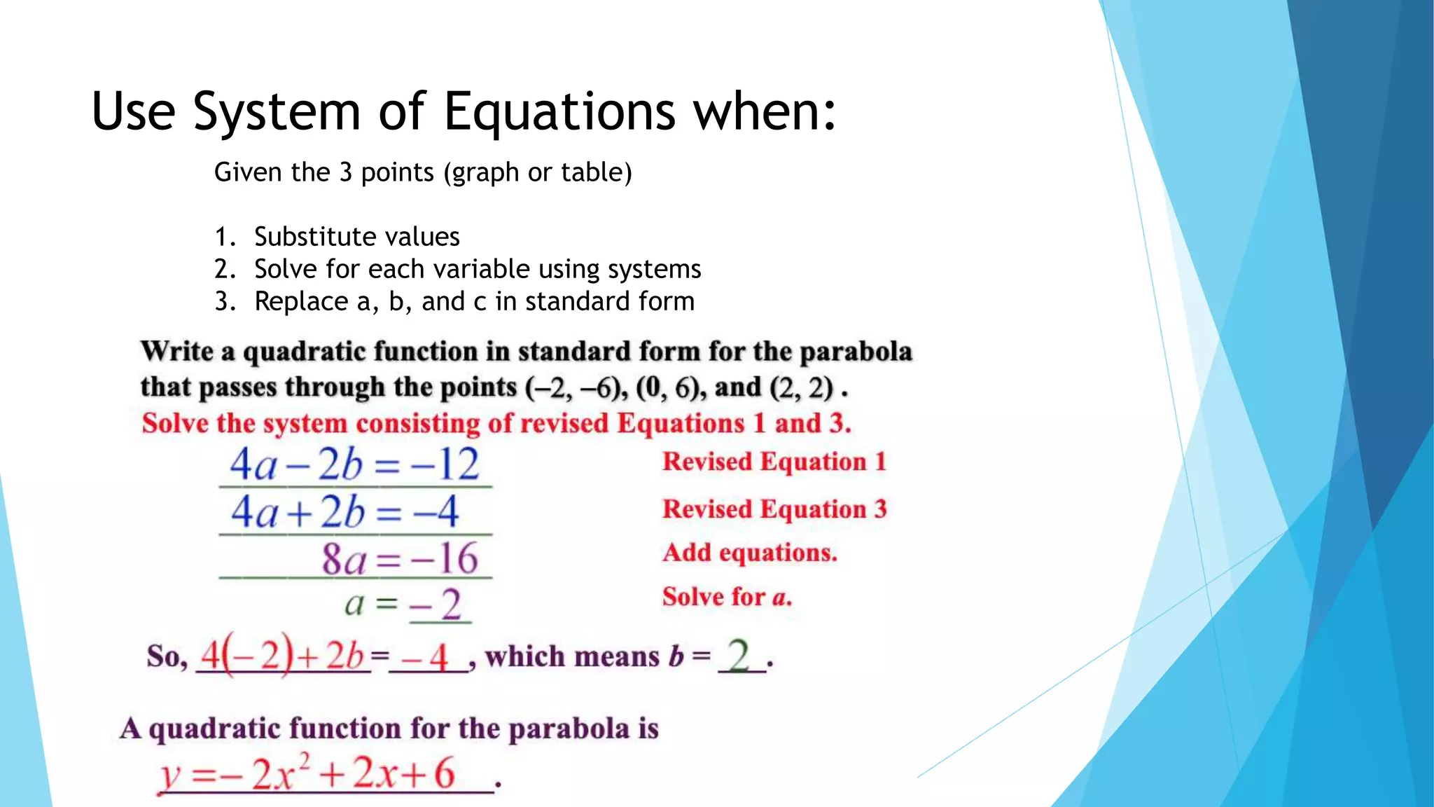 Writing quadratic equations | PPTX