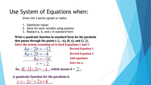 Writing quadratic equations | PPTX