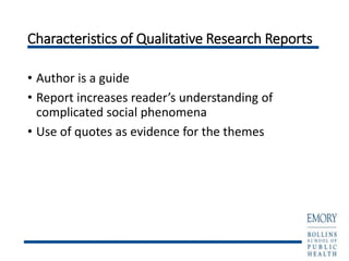 Writing Qualitative Research Reports PowerPoint | PPTX