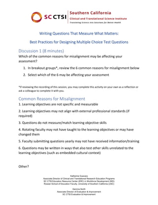 Writing questions that measure what matters discussion activities | PDF