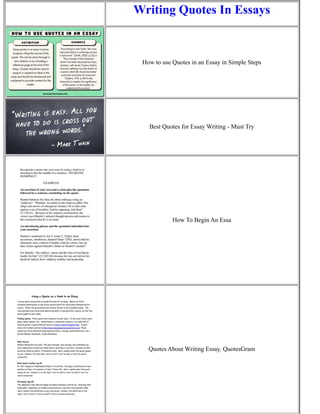 Writing Quotes In Essays | PDF
