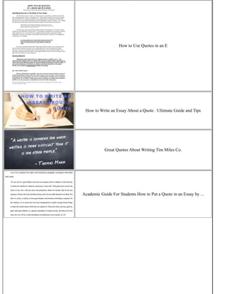 Writing Quotes In Essays | PDF