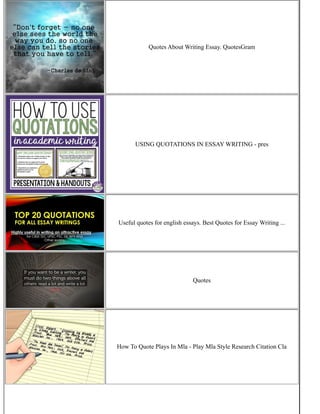 Writing Quotes In Essays | PDF