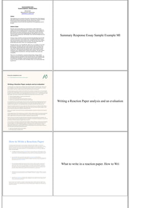 Writing Reaction Papers | PDF