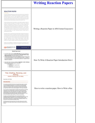 Writing Reaction Papers | PDF