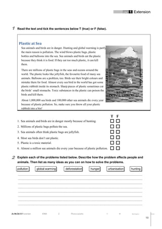 Writing & reading for 2 eso.Extension activities | PDF