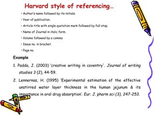 WRITING RESEARCH REFERENCE STYLE | PPTX