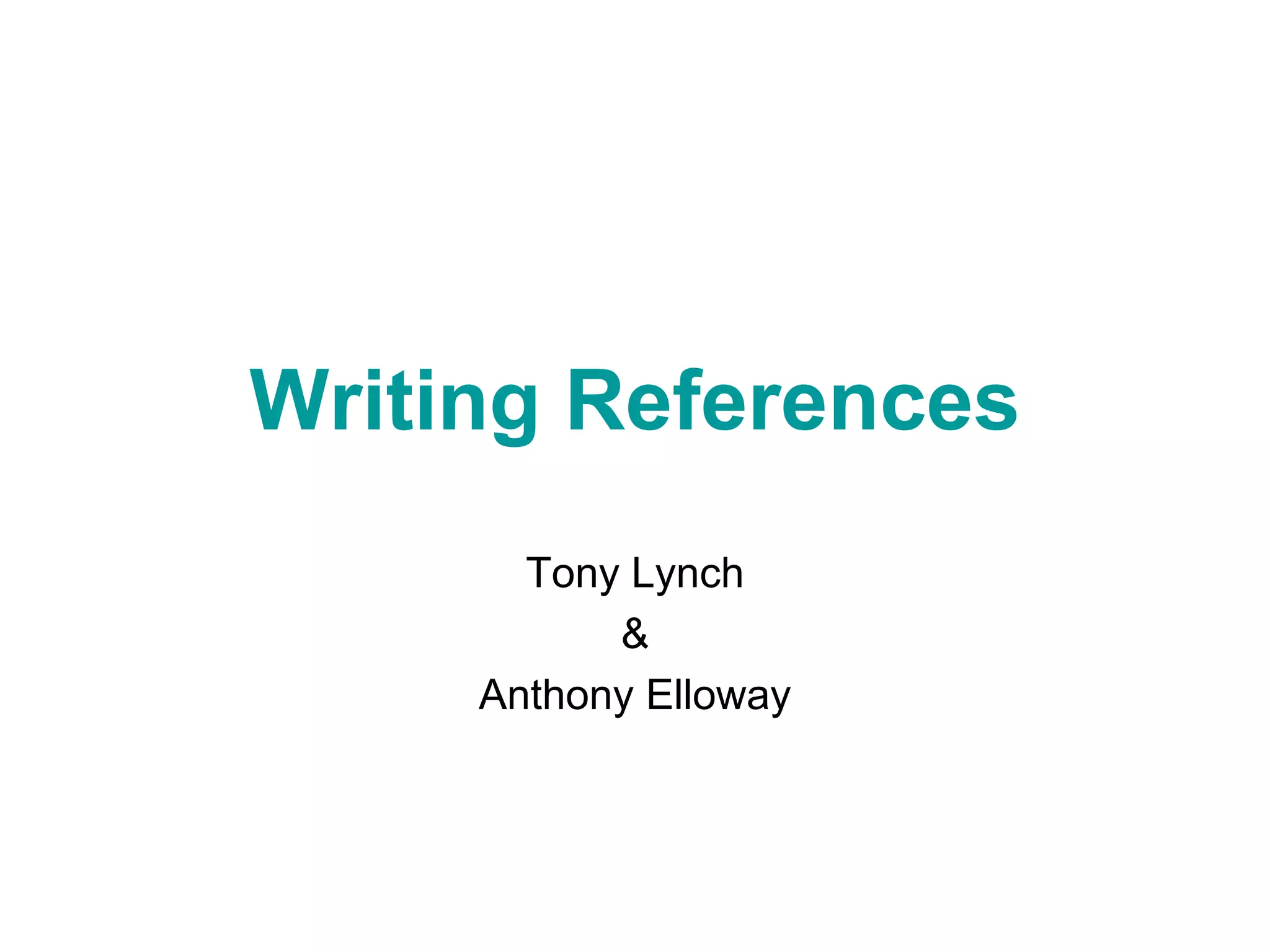 Writing references | PPT