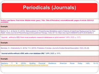 Writing References in APA Style(7th edition) | PPTX