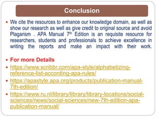 Writing References in APA Style(7th edition) | PPTX