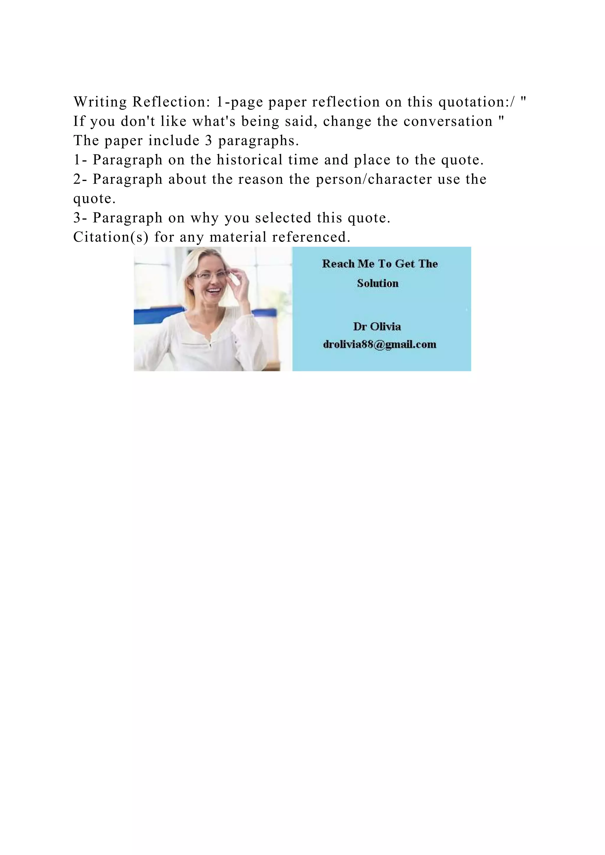 Writing Reflection 1-page paper reflection on this quotation If.docx ...